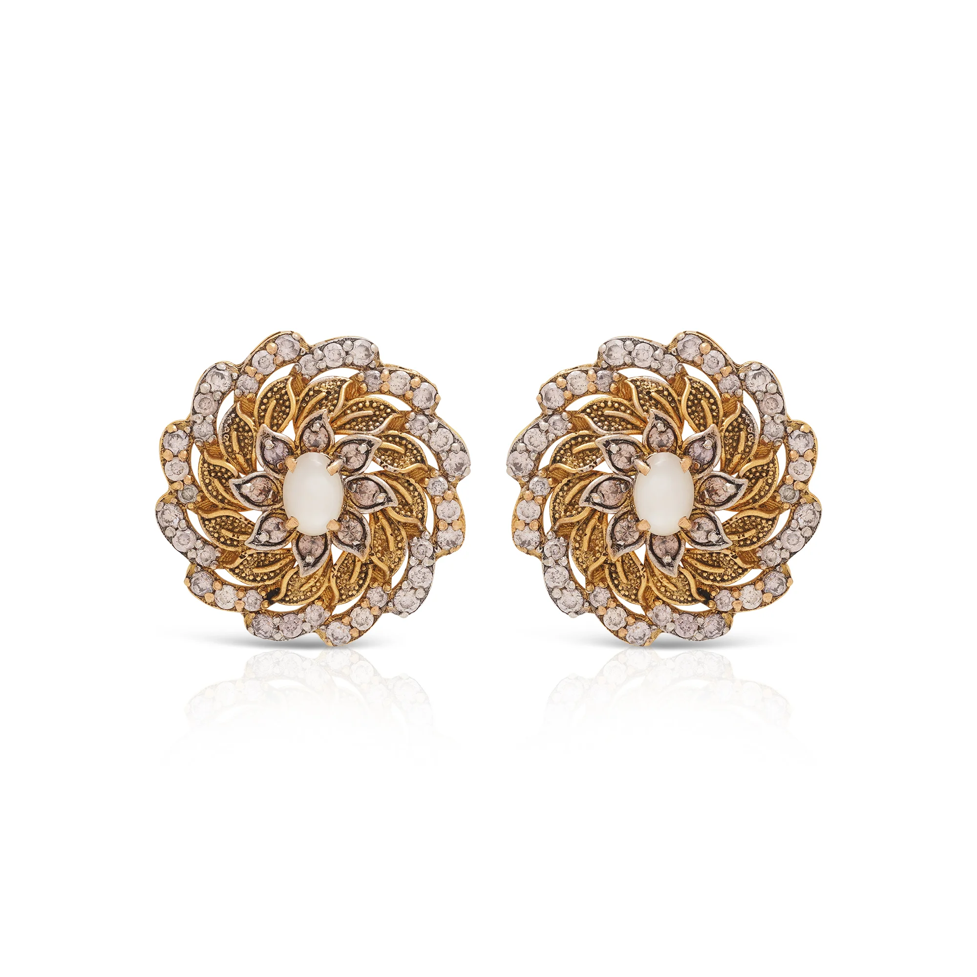 Opaline Bloom Studs - Gold Bank